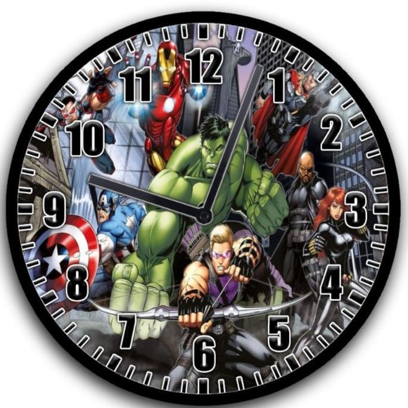 Clock | Wall Decor | Marvel Avengers Clock Room Decor Marvel Heroes ...
